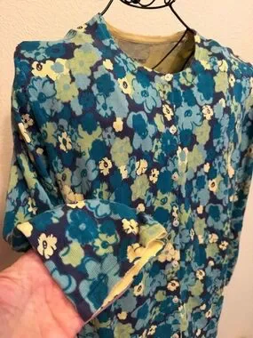 Cherokee | Sweaters | Bogohocherokee Teal And Navy Floral Button ...